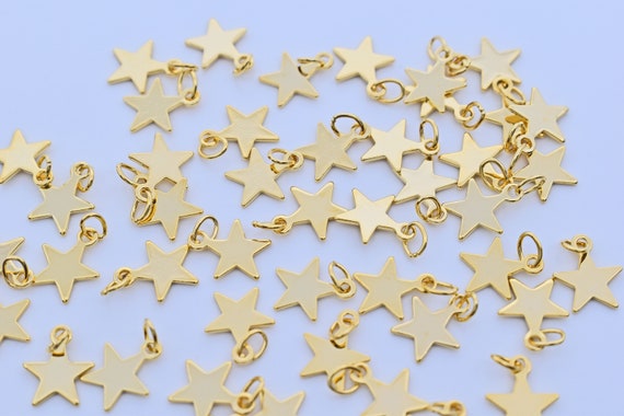 Star Pendant W/ Jump Ring PB-13G 20pcs 16K Gold Plated | Etsy