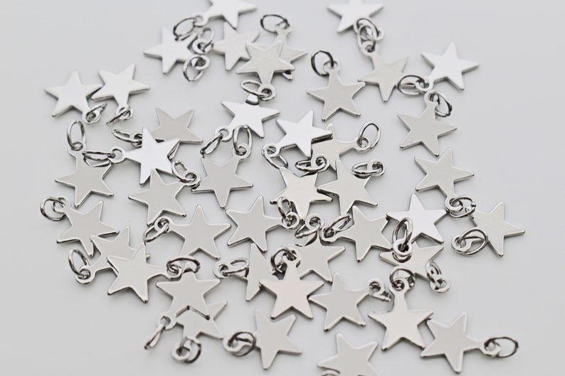 Star Pendant W/ Jump Ring PB-13R 20pcs Original Rhodium - Etsy