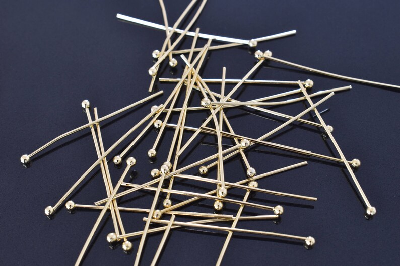 Ball Pin BPY-01G 100pcs 16K Gold Plated Brass 0.7x32x2mm - Etsy