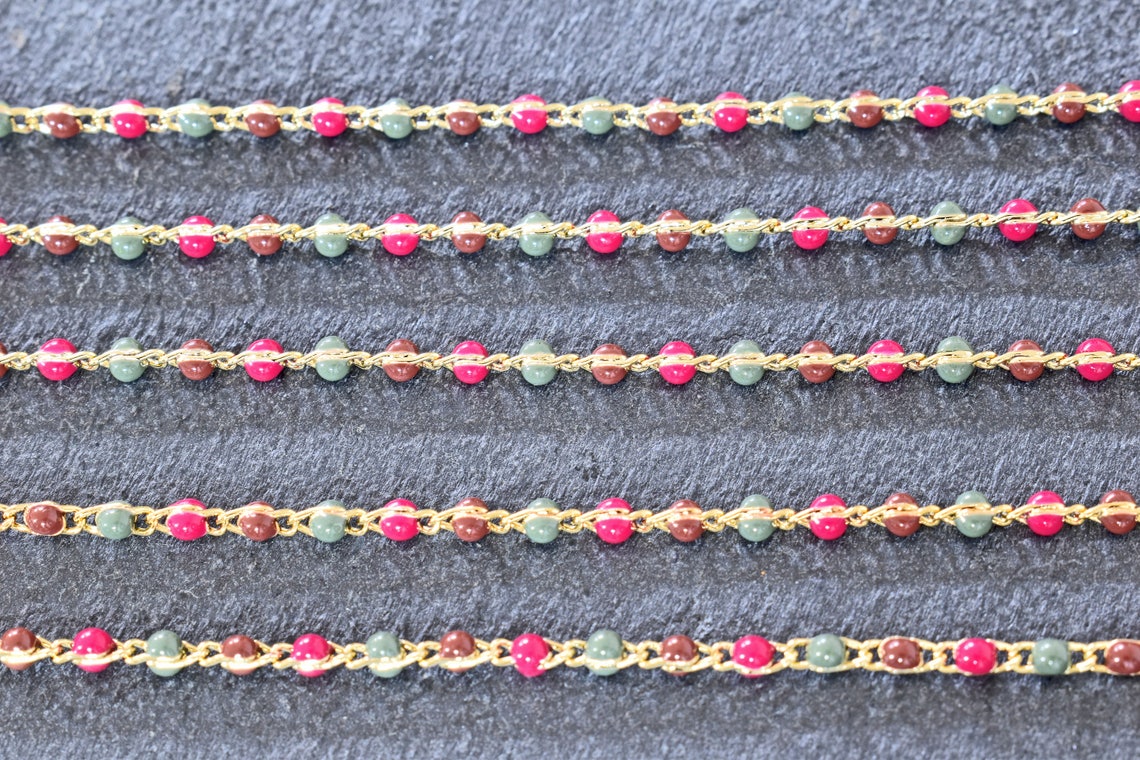 Enamel Dot Chain CSB-25G 1m 16K Shiny Gold Plated Copper - Etsy