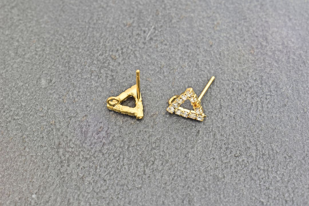 Earring Post EM-48G 2pcs Cubic Triangle Earring Post 16K - Etsy