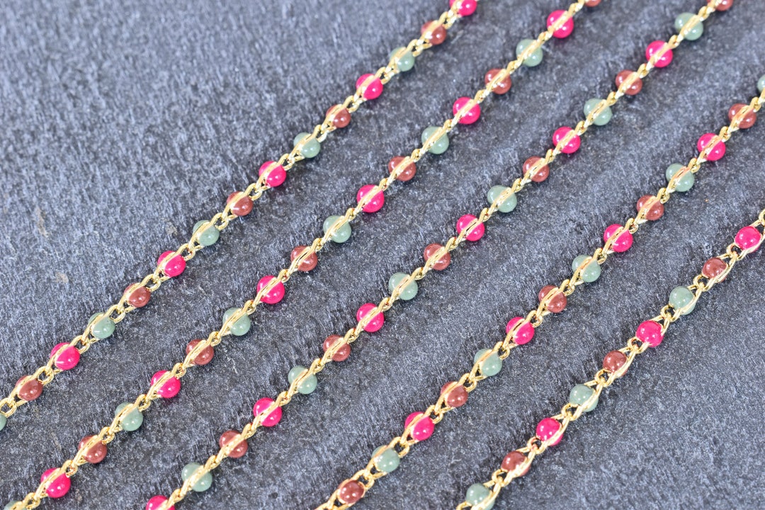 Enamel Dot Chain CSB-25G 1m 16K Shiny Gold Plated Copper - Etsy