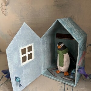 Paper Mache Penguin Sculpture in Paper House, Paper Animals, Penguin ...