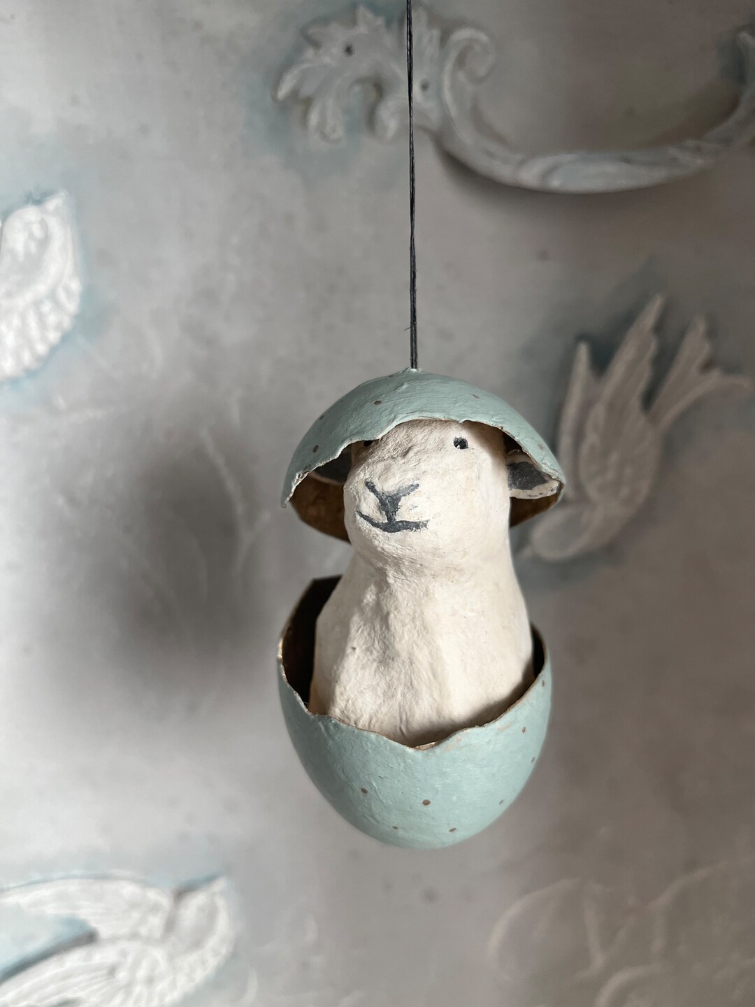 Paper Mache Sheep in an Eggshell, Handmade Mixed Media Sculpture - Etsy
