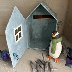 Paper Mache Penguin Sculpture in Paper House, Paper Animals, Penguin ...