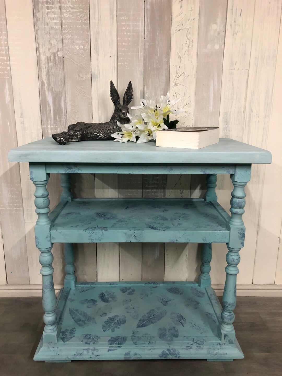 Blue Painted Table, Hand Painted Console Table, Coastal Console Table ...