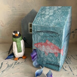 Paper Mache Penguin Sculpture in Paper House, Paper Animals, Penguin ...