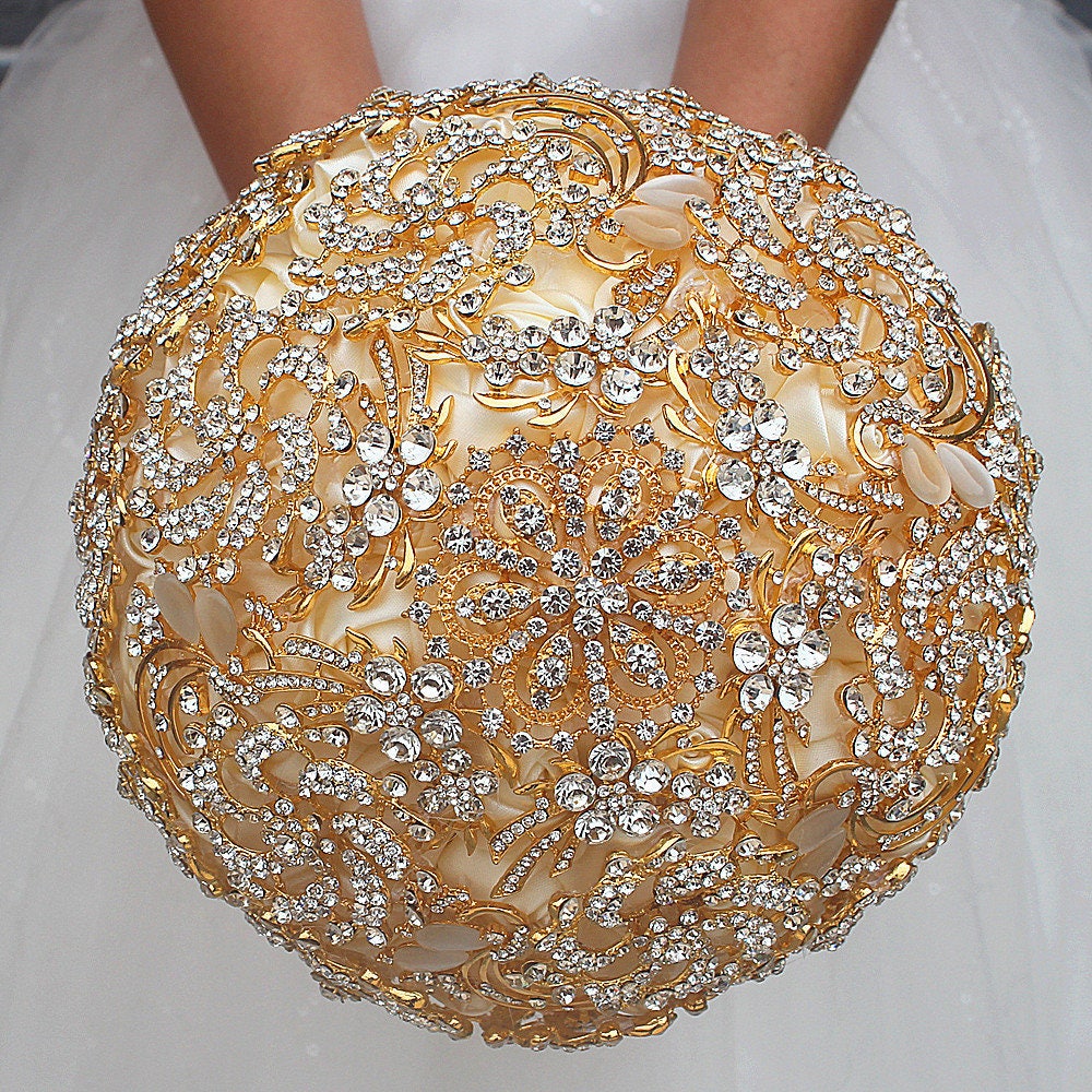 Luxury Gold Bridal Bouquet Brooch Bouquet Wedding Bouquet - Etsy
