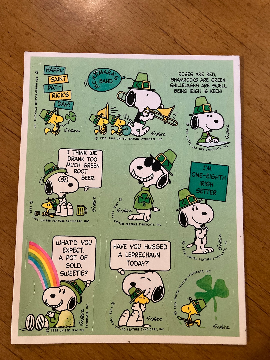 Vintage Peanuts Charlie Brown Snoopy St Patrick’s Day Stickers - Etsy