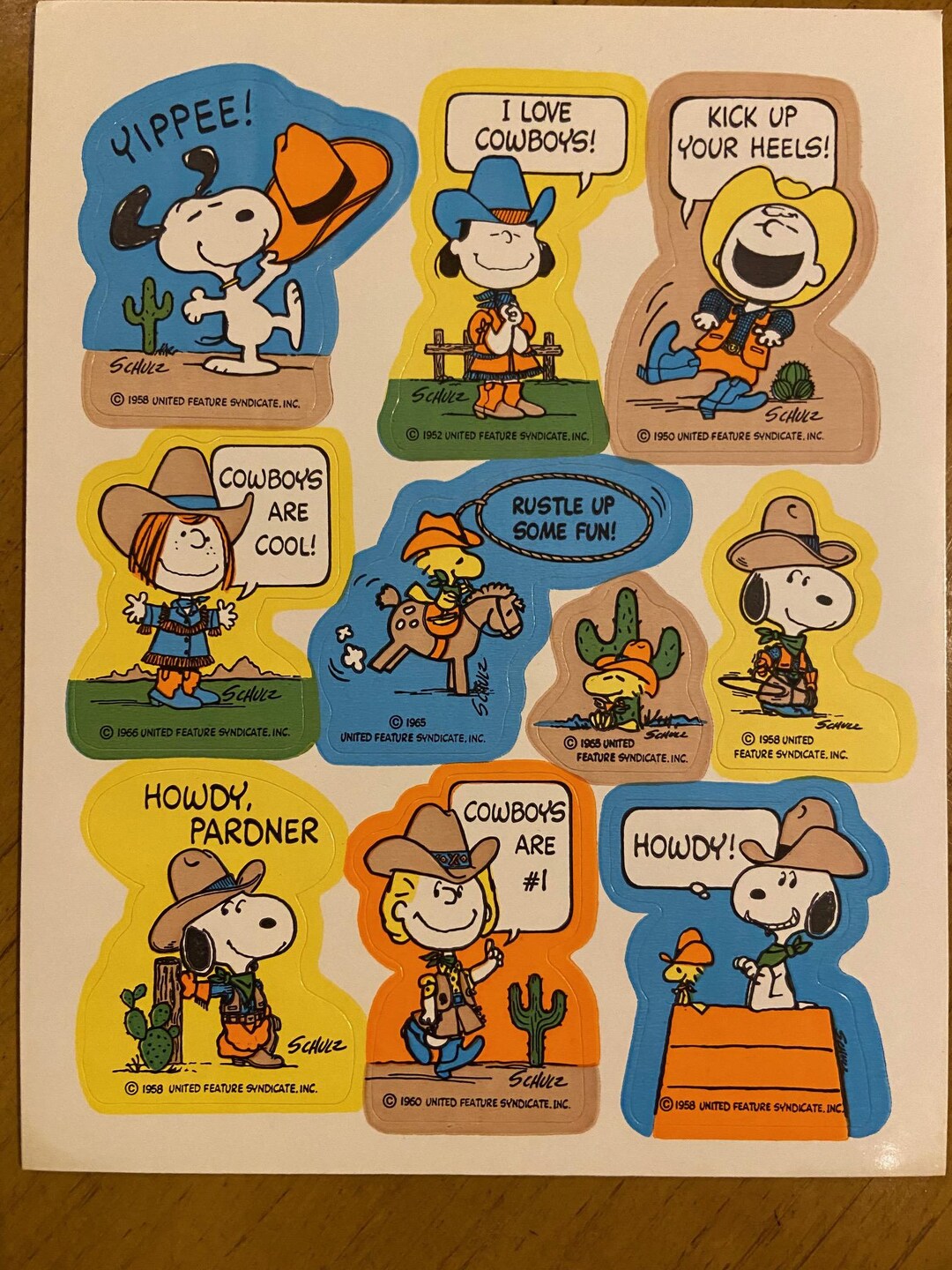 Vintage Peanuts Snoopy & Woodstock Cowboy Howdy Motivational Pen Pal ...