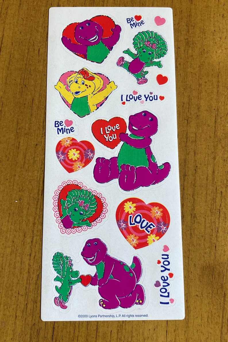 Vintage Barney Valentines Day Stickers - Etsy