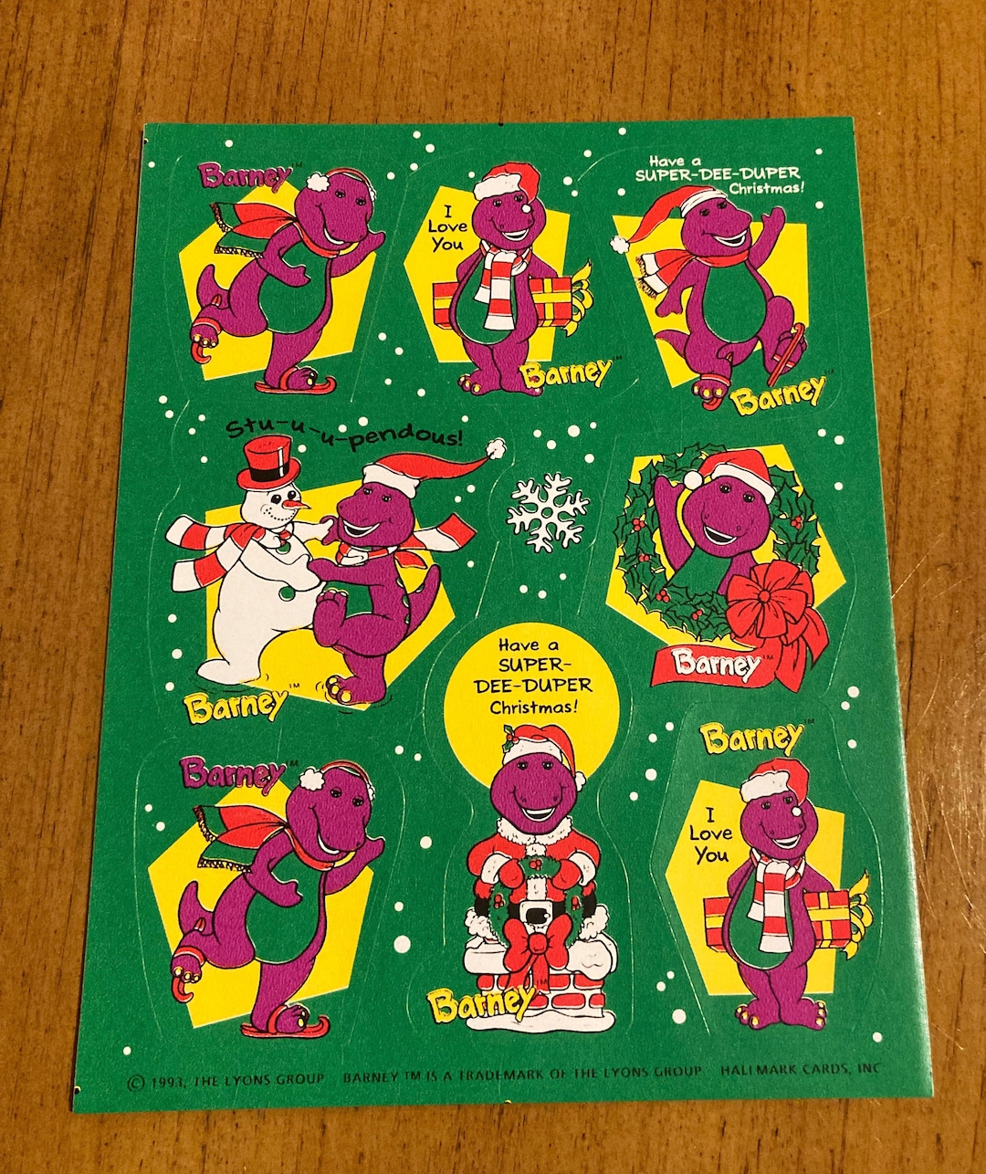 Vintage Christmas 1993 Barney Stickers - Etsy