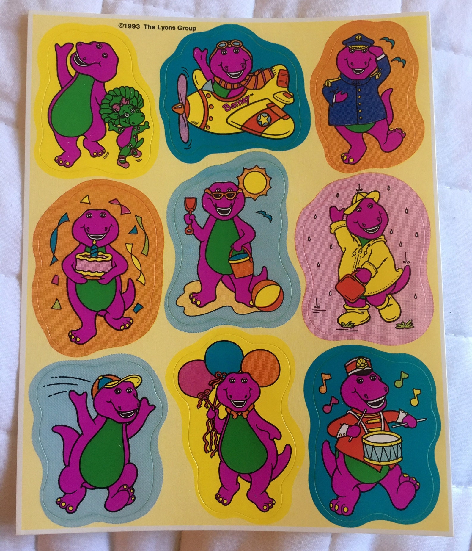 Vintage Barney Stickers | Etsy