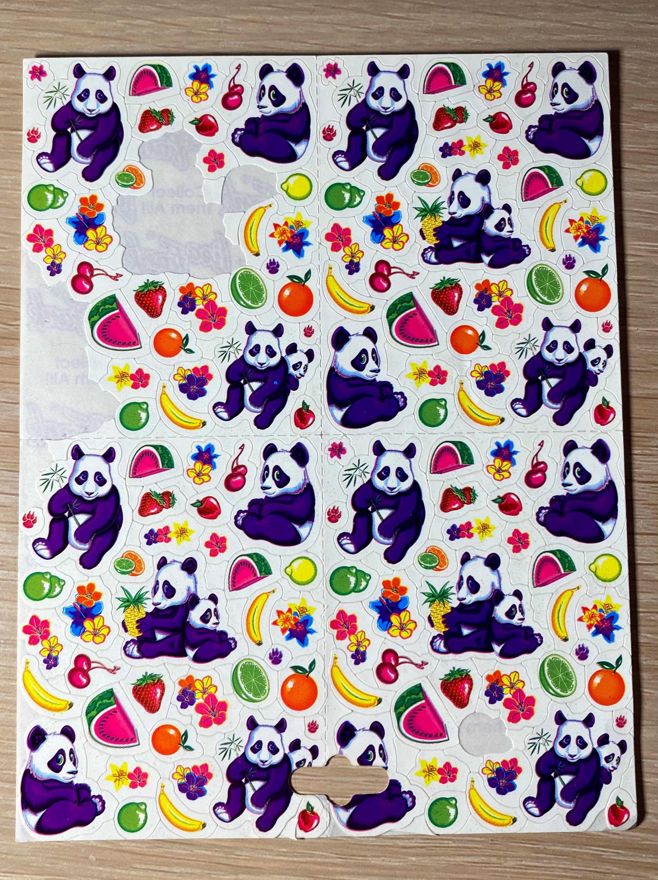Vintage Lisa Frank Panda and Fruit Stickers | Etsy