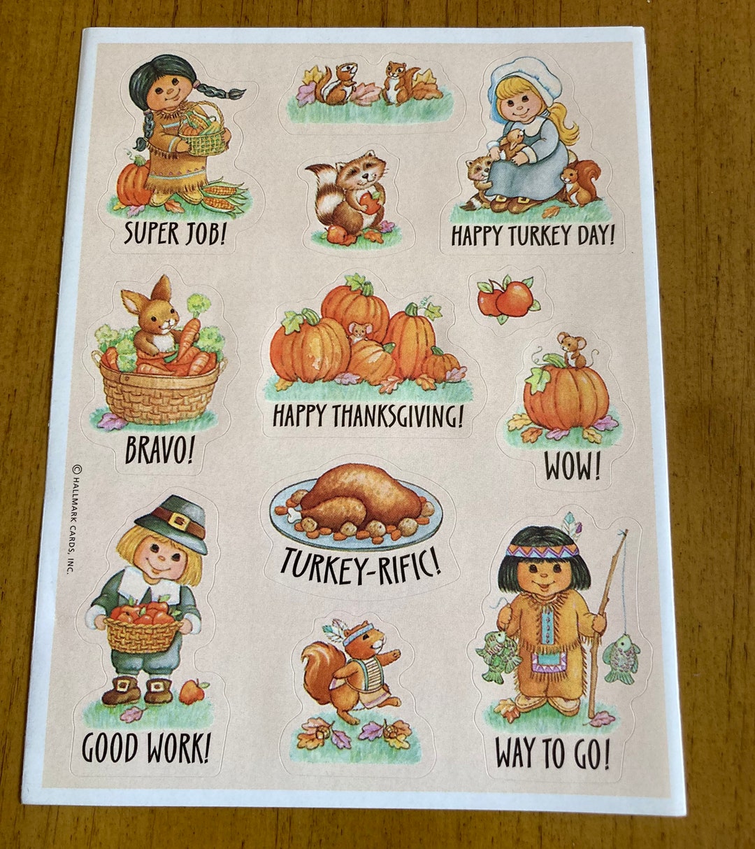 Vintage Happy Thanksgiving Turkey Reward Stickers - Etsy