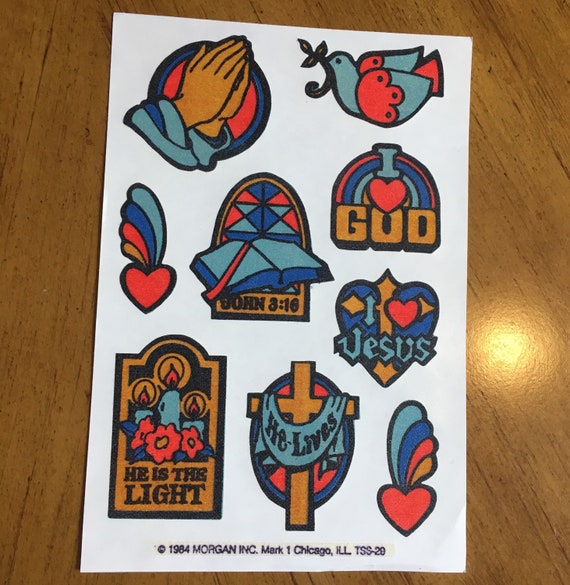 Vintage Religious Sticker Patch Sheet - Gem