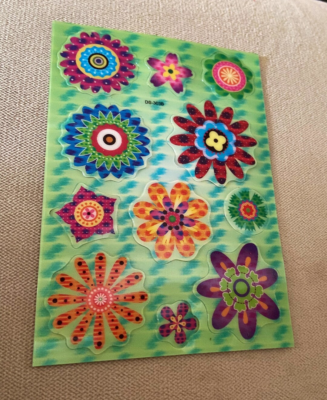 Vintage 3D Flower Sticker Sheet - Etsy