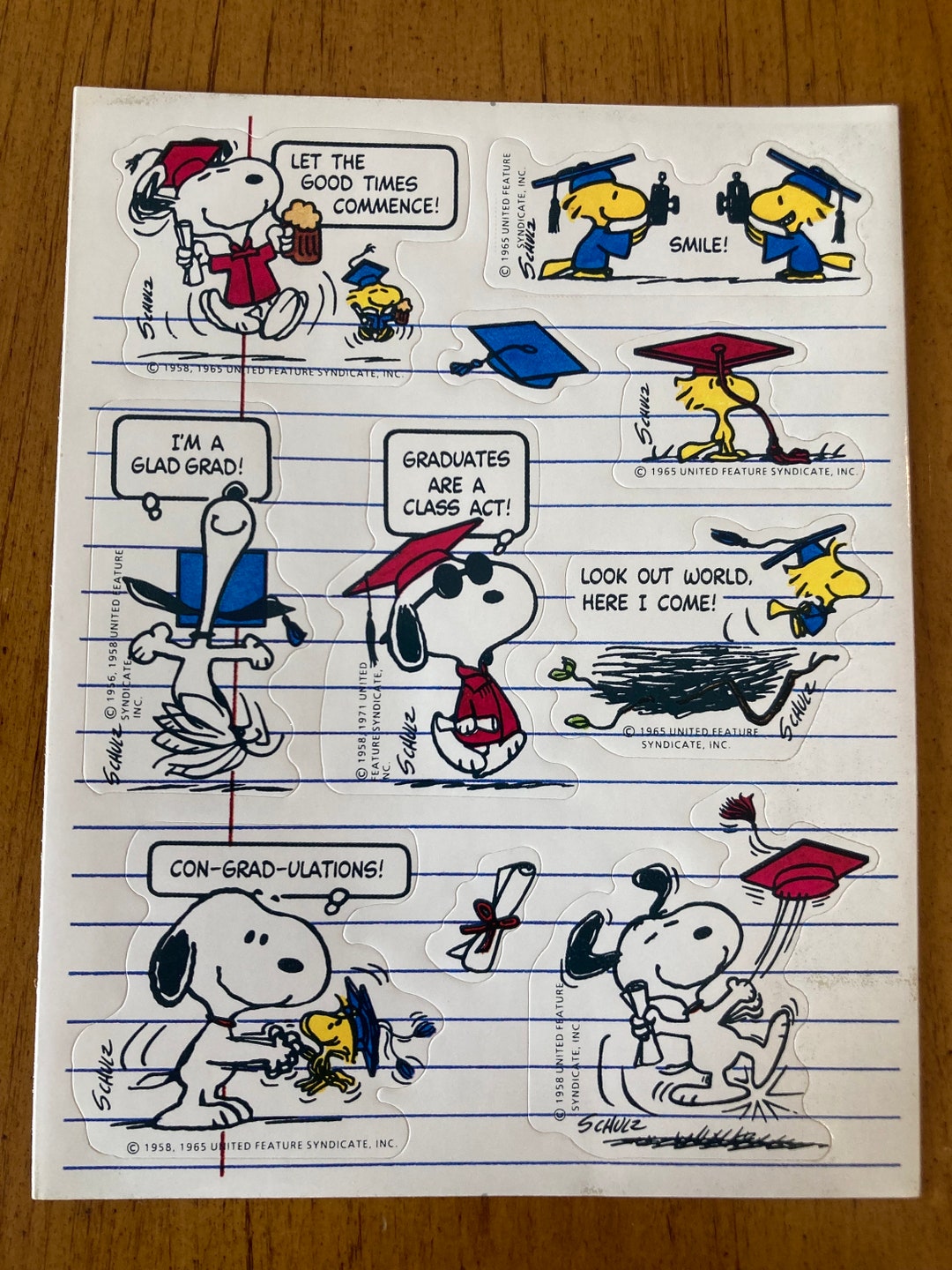 Vintage Peanuts Snoopy & Woodstock Graduation Stickers - Etsy