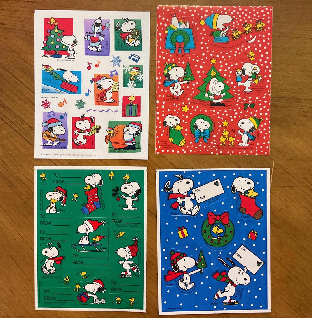 Vintage Snoopy Woodstock Peanuts Christmas Gift Tag Stickers - Etsy