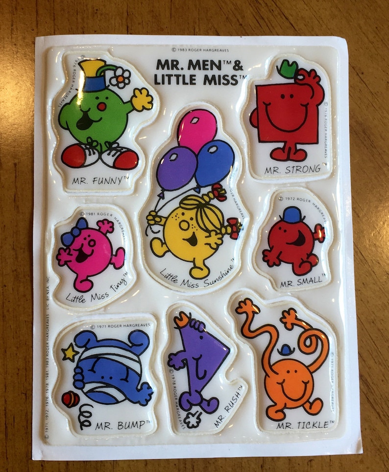 Vintage Mr Men and Little Miss Puffy Stickers | Etsy