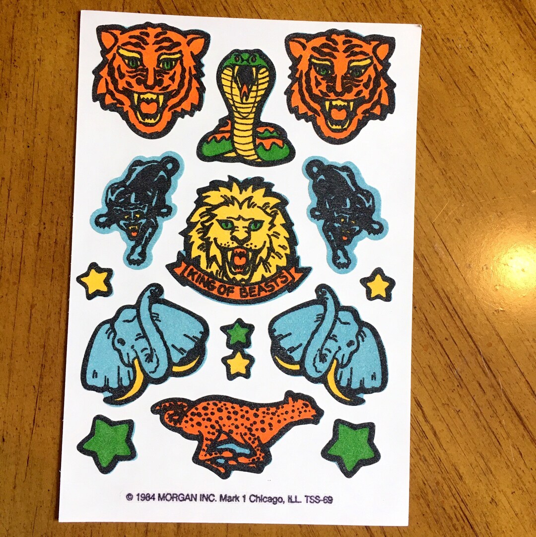 Vintage Beasts Lions Tigers Fuzzy Sticker Patch Sheet - Etsy