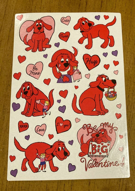 Vintage Clifford the Big Red Dog Valentines Stickers | Etsy