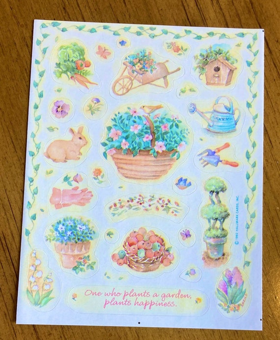 Vintage 90s Gardening Sticker Sheet - Etsy