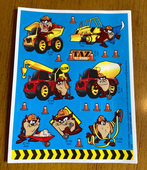 Vintage Looney Tunes Taz Construction Stickers - Etsy
