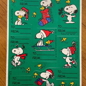 Vintage Snoopy Woodstock Peanuts Christmas Gift Tag Stickers - Etsy