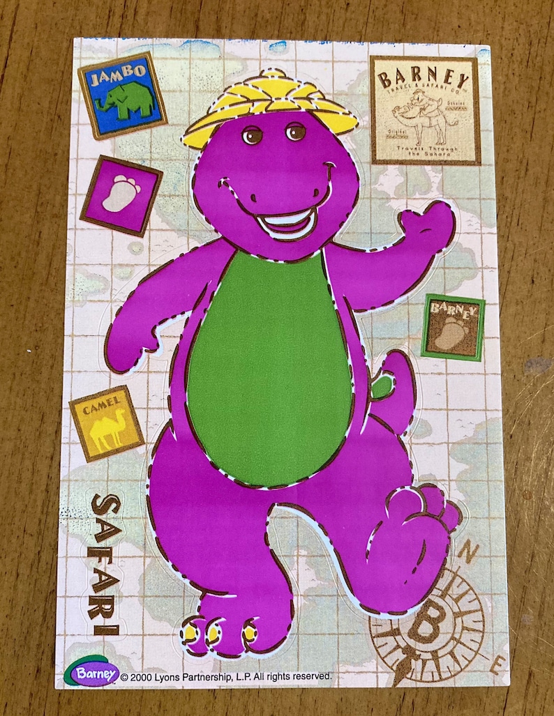Vintage Barney Sticker Sheet - Etsy