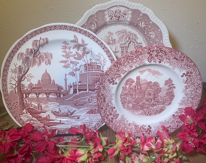 Set of 3 Spode Wedgwood Red and White Plates - Etsy