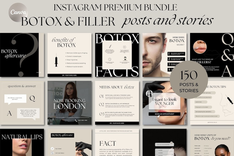 Botox and Filler Instagram Posts Canva Instagram Templates - Etsy