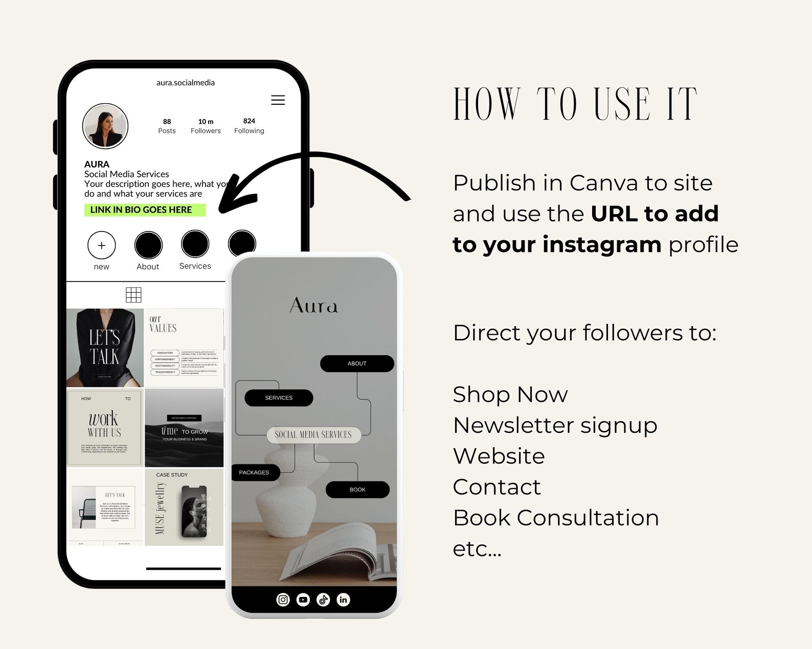 Link in Bio Template Canva | Linktree Canva Template| Instagram Landing ...