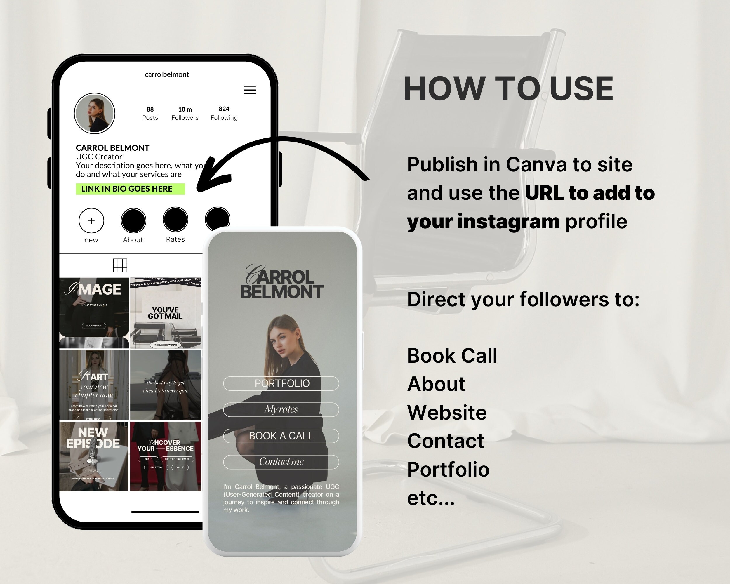 Link in Bio Template Canva Linktree Canva Template Instagram Landing Page Tik Tok Template ...