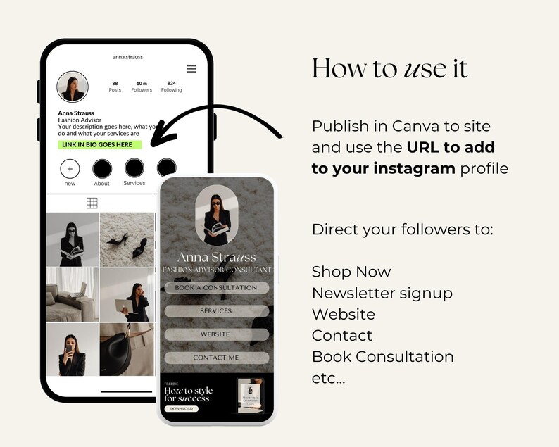 Link in Bio Template Canva| Linktree Canva Template| Instagram Landing ...