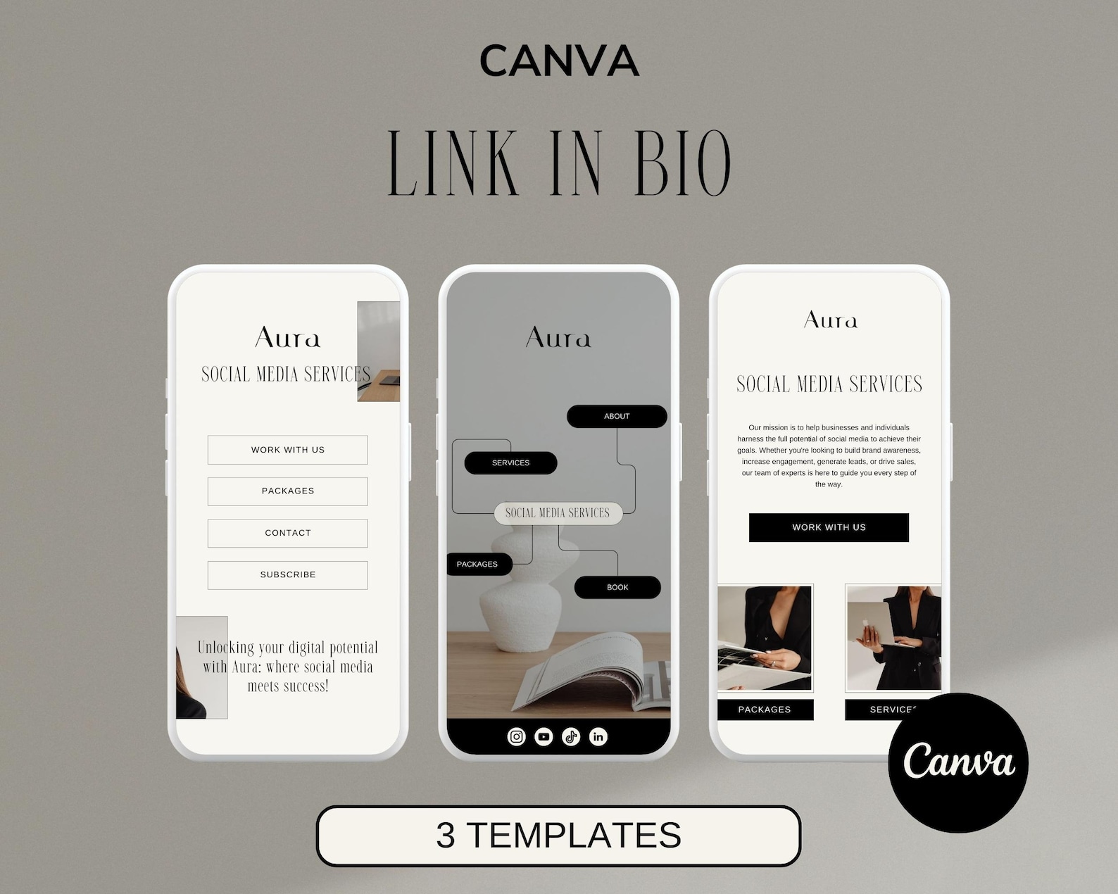 Link in Bio Template Canva | Linktree Canva Template| Instagram Landing ...