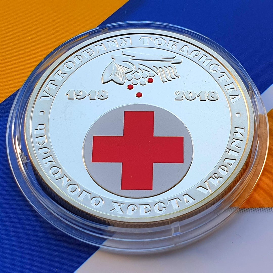 Red Cross Coin Ukraine 2018 Colorized Emblem Medical History Nursing ...