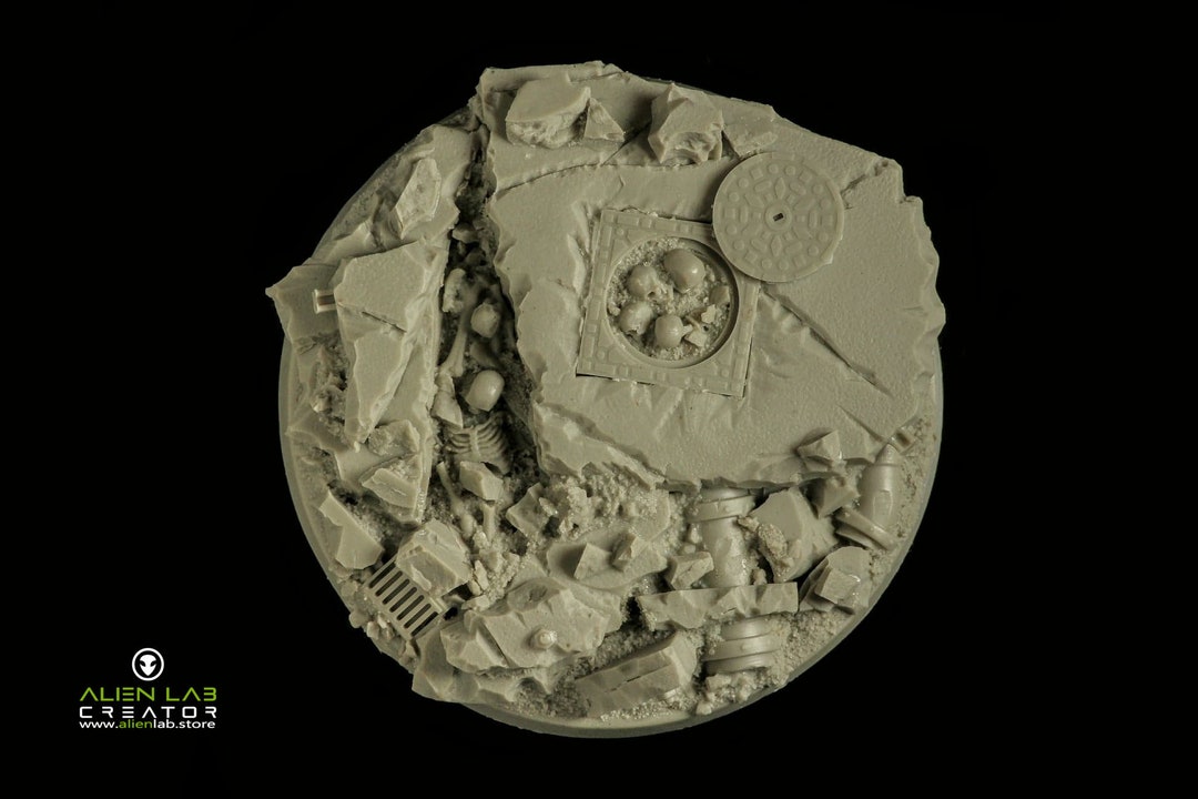 Resin Round Base 80mm – Urban Rubble Scenic Base for Tabletop Wargames ...
