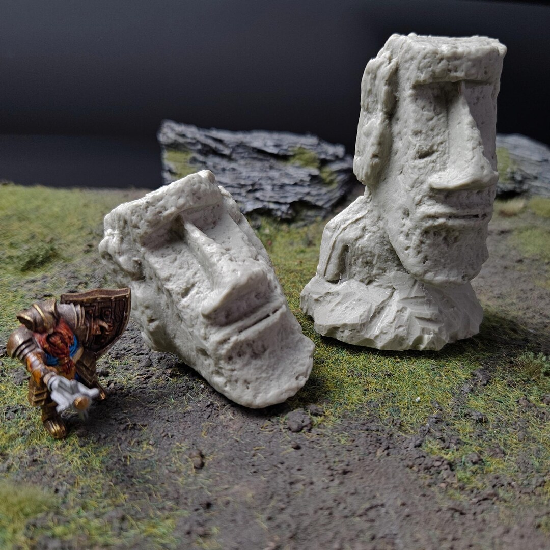 Ancient Moai Ruins Terrain – Resin Statue Heads for Dnd, RPG and ...