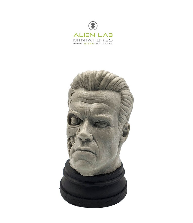 Terminator Head Sculpture: Hand-carved Horror Figurine, Unpainted - Etsy