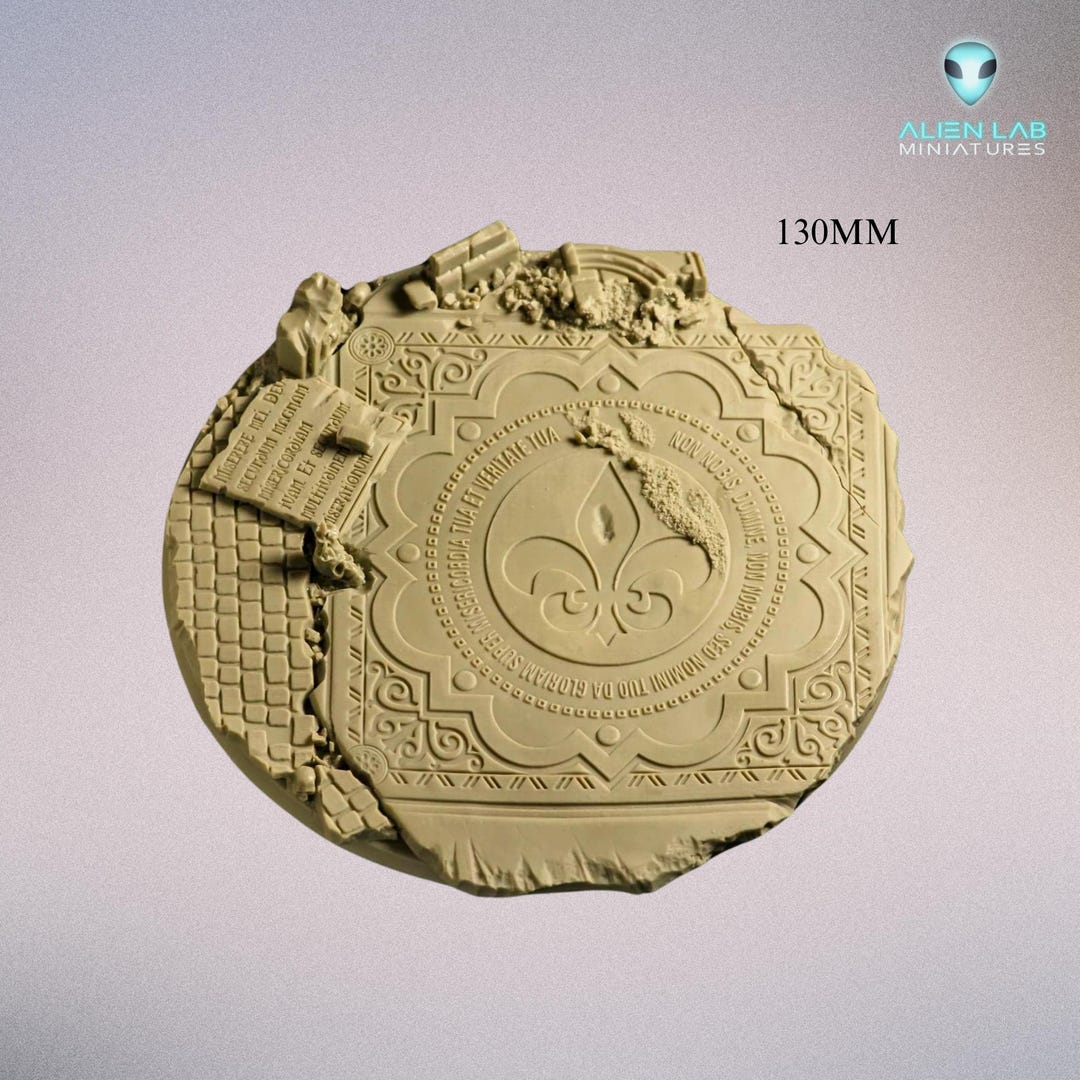 130mm Round Resin Scenic Base – Temple Ruins Terrain Base for Wargames ...