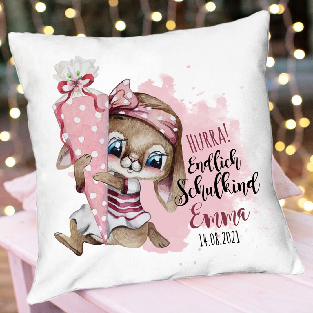 Cup Mug Pillow School Start School Start Rabbit Girl School Cone Saying ...