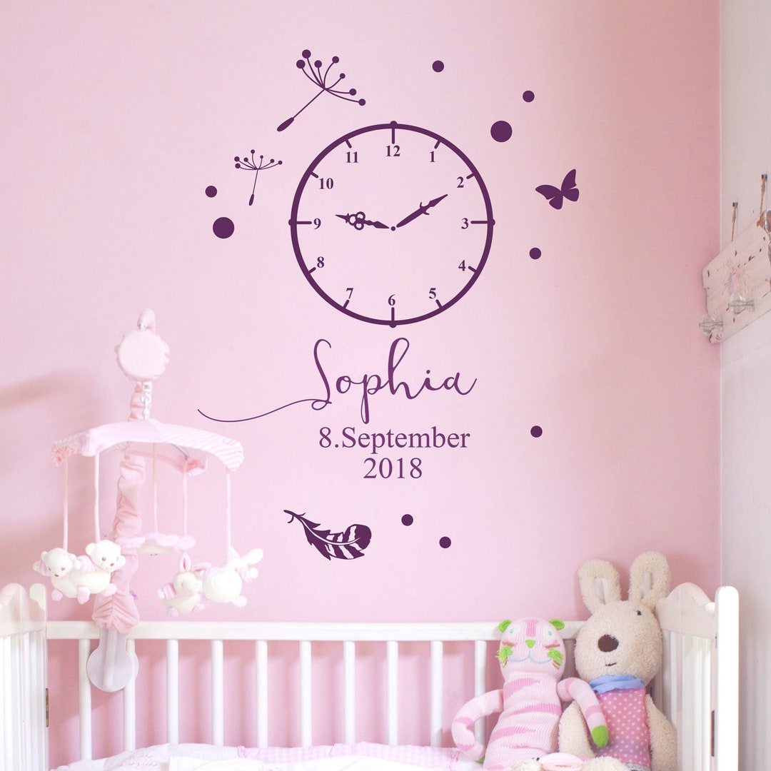 Wall Tattoo Birth Time of Birth With Clock Desired Dates of Birth ...