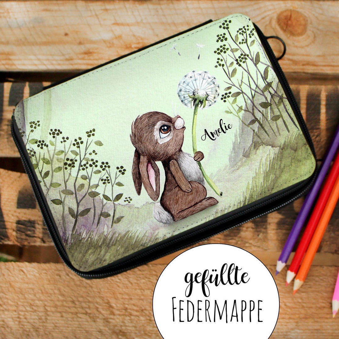 Filled Pencil Case With Bunny Dandelion School Start Pencil Case ...