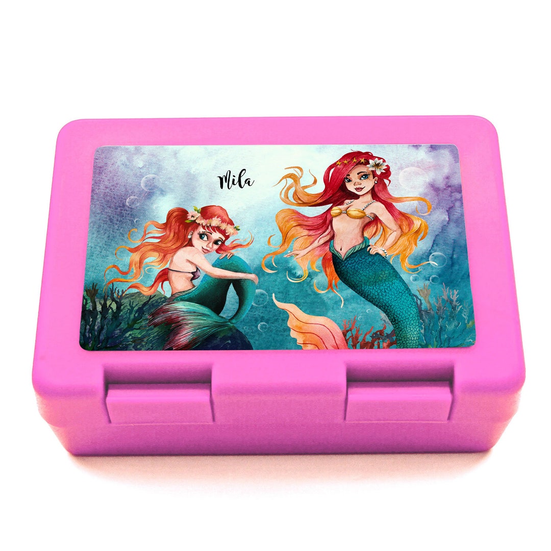 Lunchbox Lunch Box in Pink With Mermaid Siblings & Name Desired Name ...