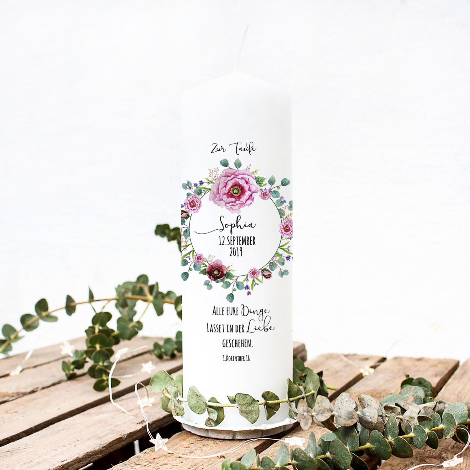 Taufkerze Kerze zur Taufe oder Geburt Kommunionkerze | Etsy