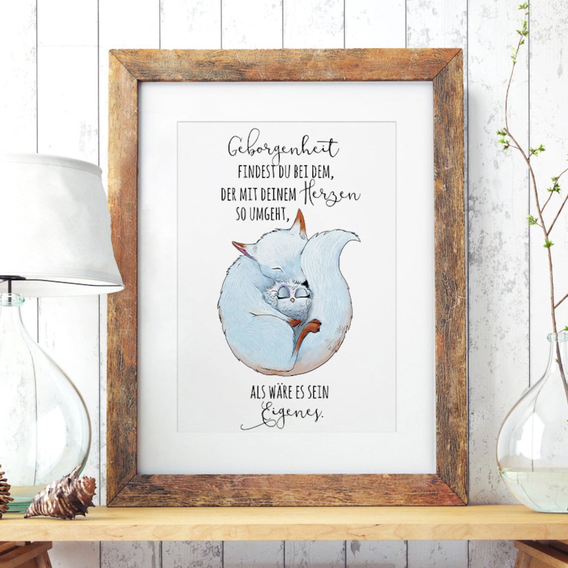 A4 Print Poster Fuchs mit Eule Spruch Geborgenheit findest du - Etsy.de