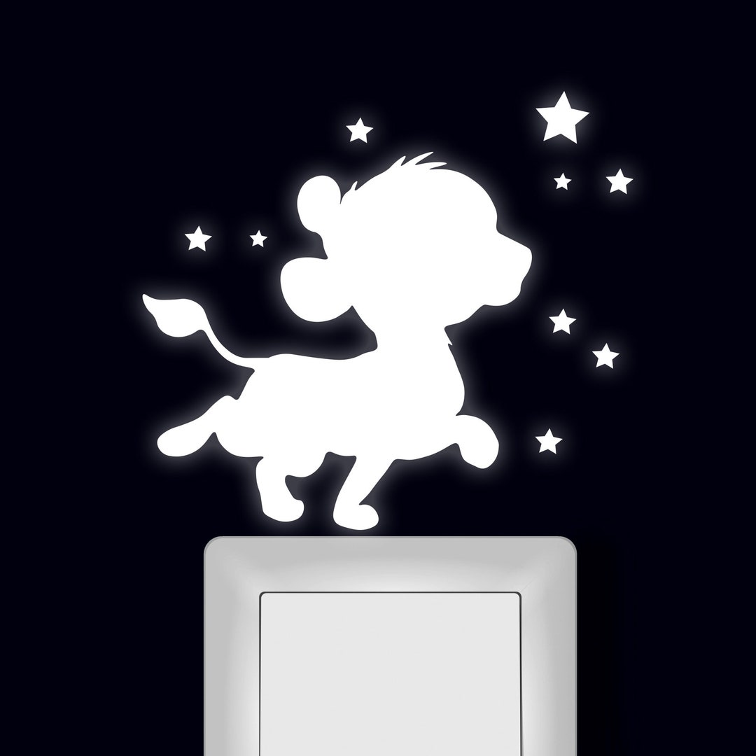 Luminous Sticker Wall Tattoo Lion Lion Light Switch Fluorescent Glowing ...