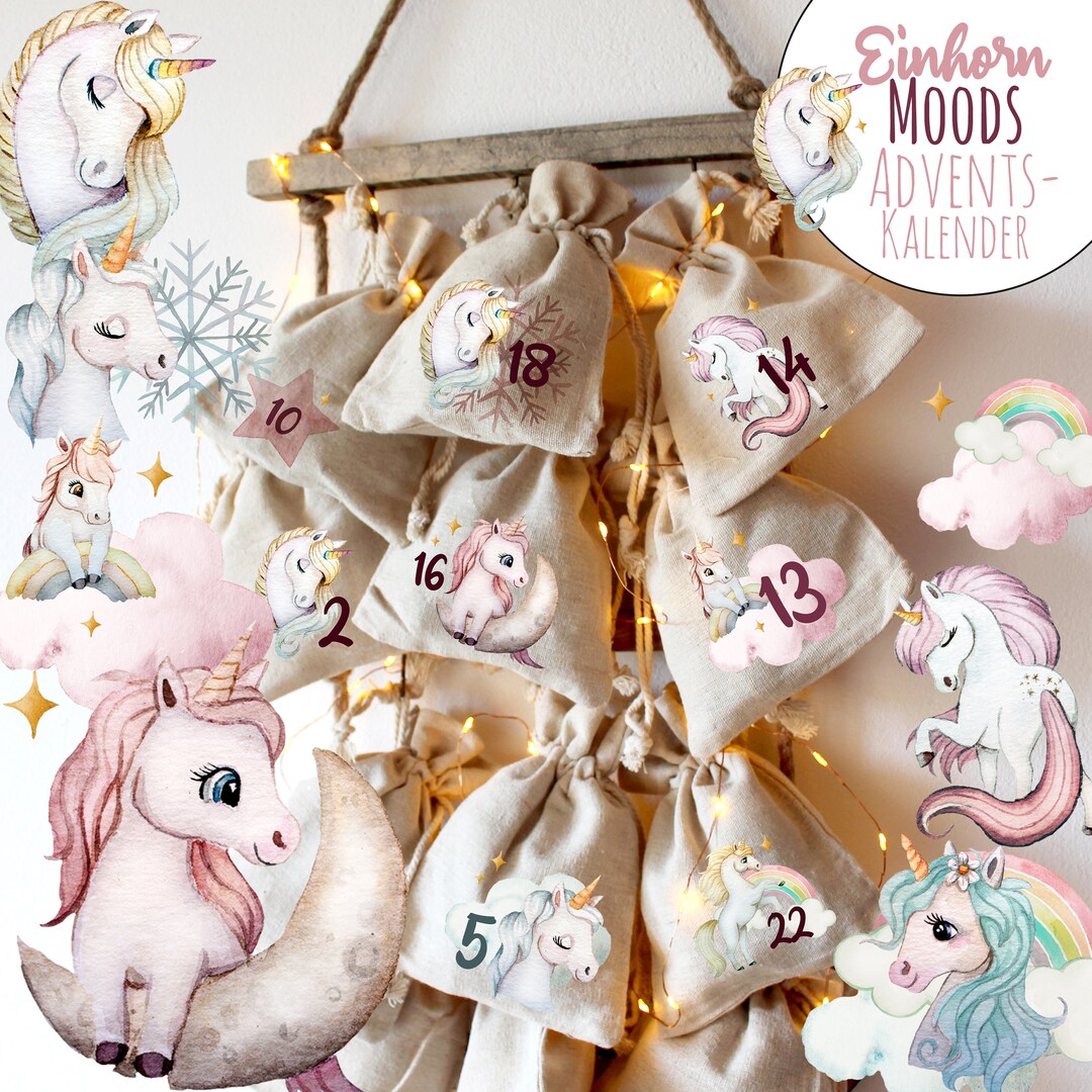 Ad05 Advent Calendar Iron-on Patches Unicorn Unicorns Rainbow Etc. for ...