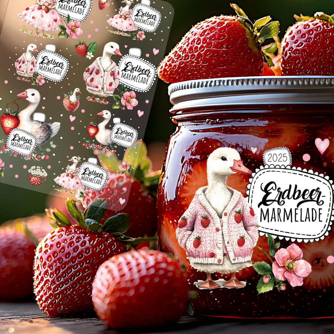 Marmeladensticker Erdbeere Erdbeer Marmeladen Etiketten Marmelade ...